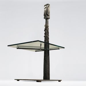 "Owl Table" Sculptural Side Table with Glass Top | By Western Hands