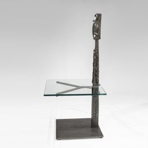 "Owl Table" Sculptural Side Table with Glass Top | By Western Hands