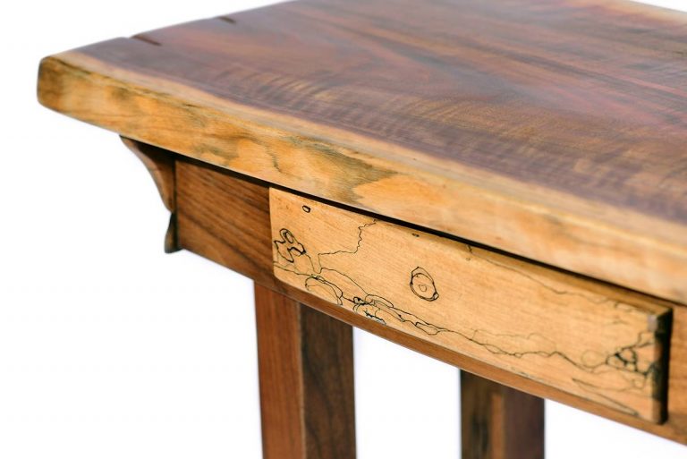 Small Walnut Desk with Spalted Maple Drawers | By Western Hands