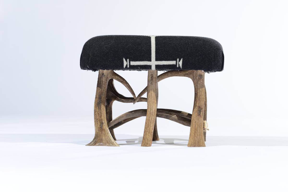Elk Antler Stool with Beaver | By Western Hands